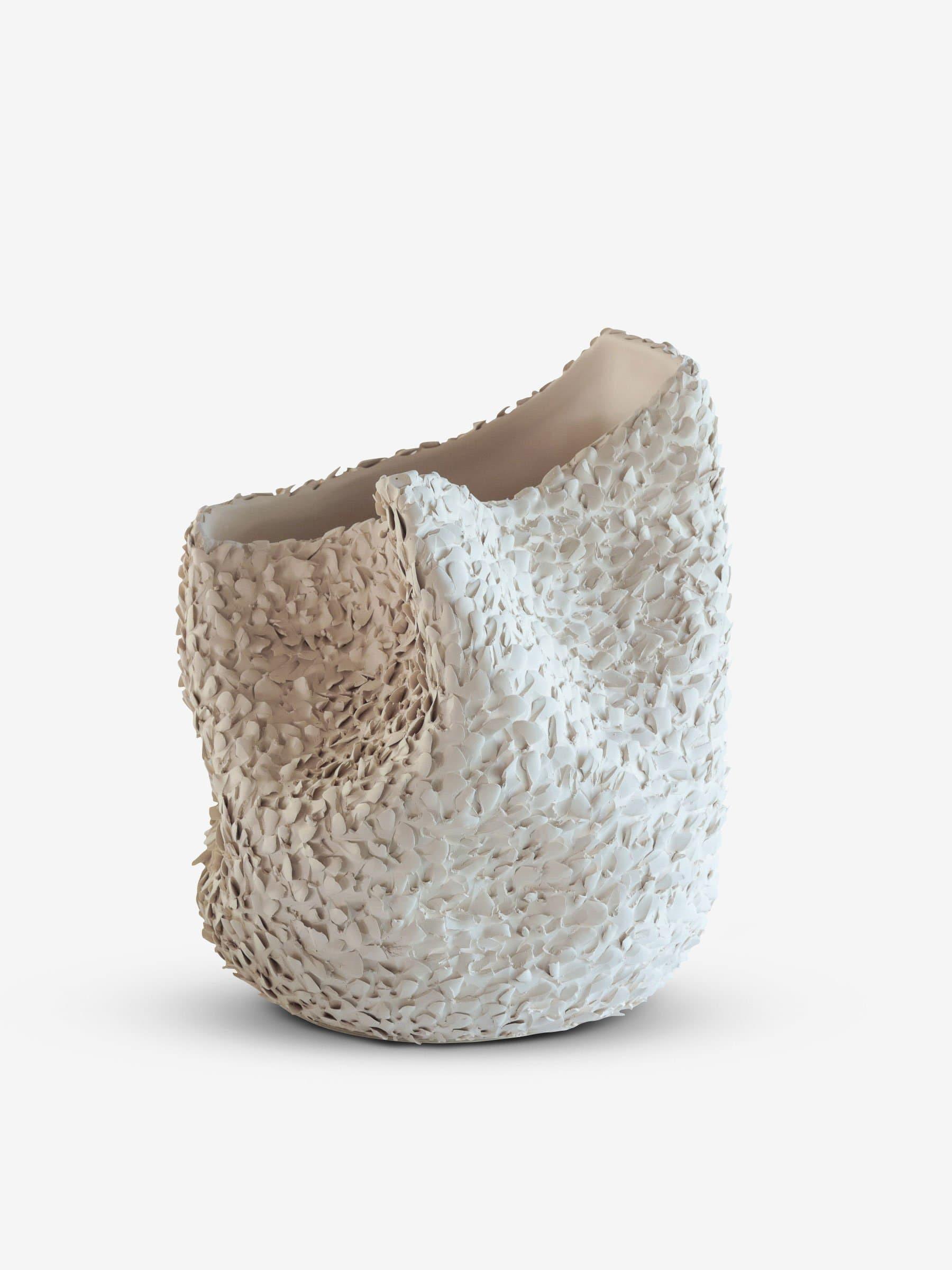Drape Form Vase in White by Gilles Caffier