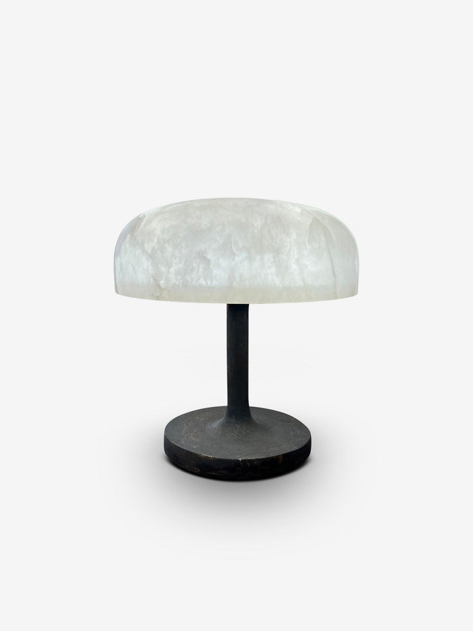 Kupoli Table/Desk Lamp In Alabaster with Casted Patinated Brass Base by ...