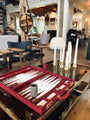 Geoffrey Parker Ox Blood and Slate Grey Leather Backgammon Board by ...