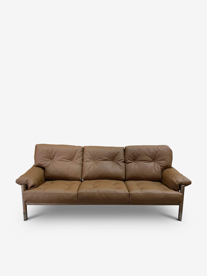 Sella Sofa by in Aniline Leather and Canaletto Walnut by Carlo di Carli ...